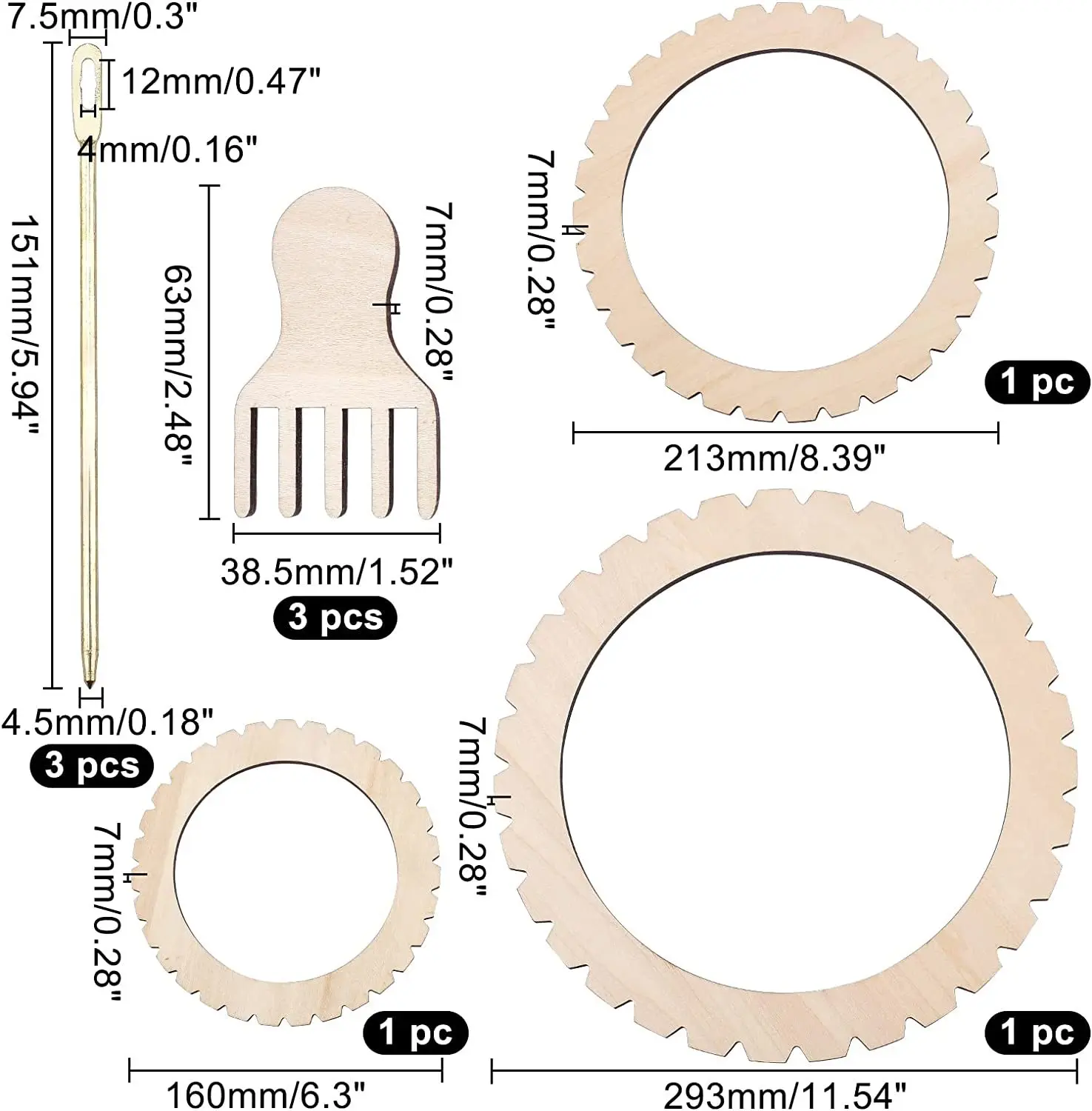 Wooden Circular Looms Kit with Combs Round Weaving Board Easy Knitting ...