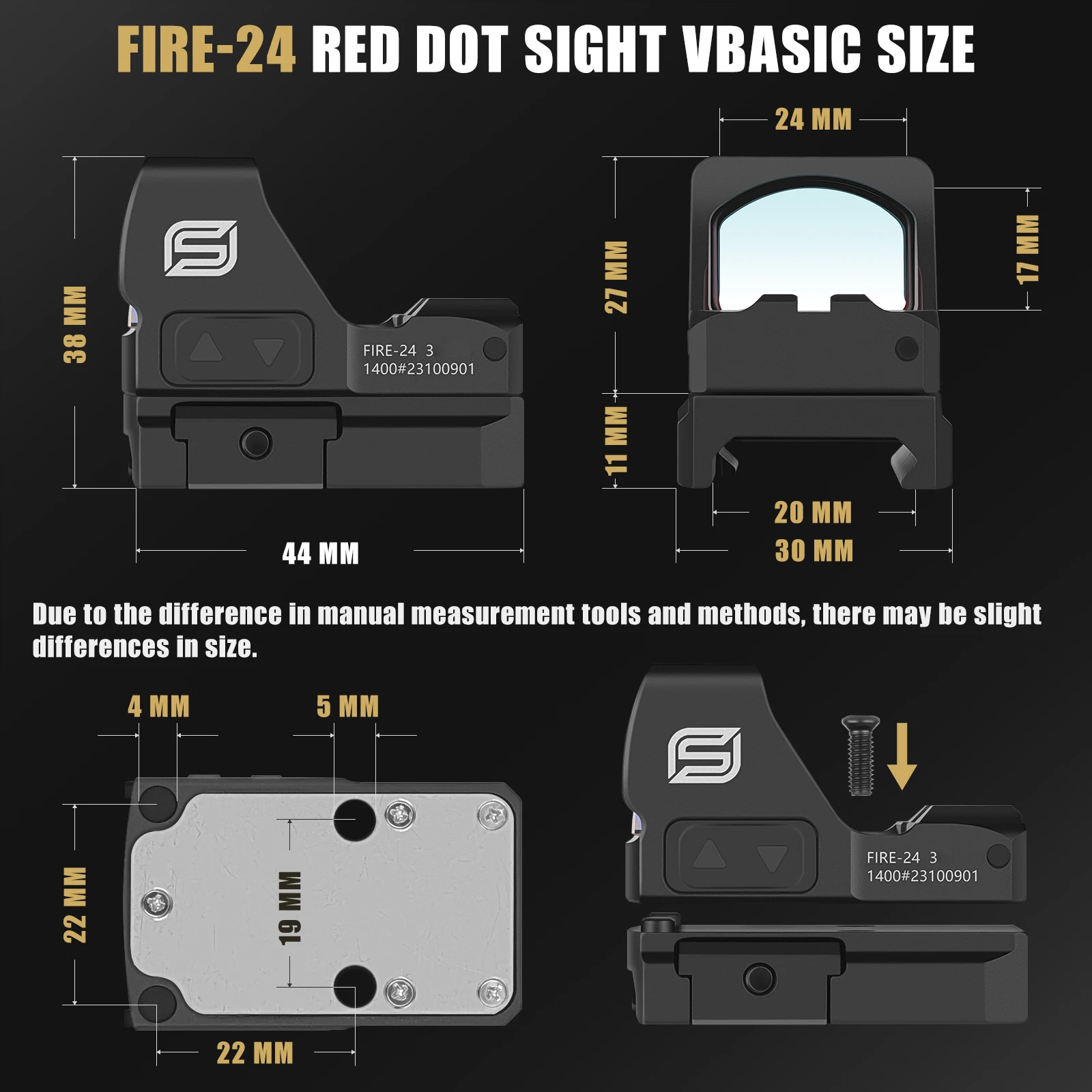 Fire-24 OEM Shake Awake 3 Reticles IPX7 Multi Coating Optical Red Dot ...