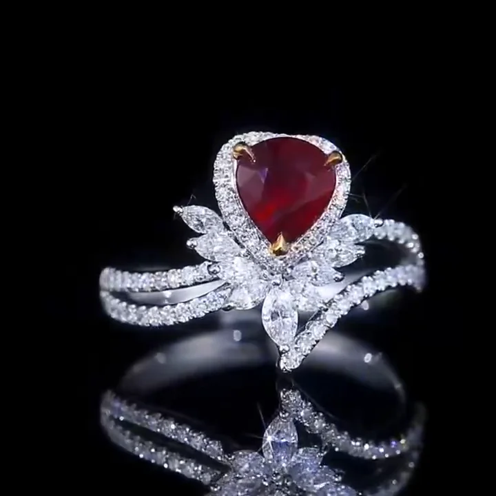 Sgarit Wholesale Jewelry Ruby Gemstone Ring 18k White Gold 1.26ct Pear ...