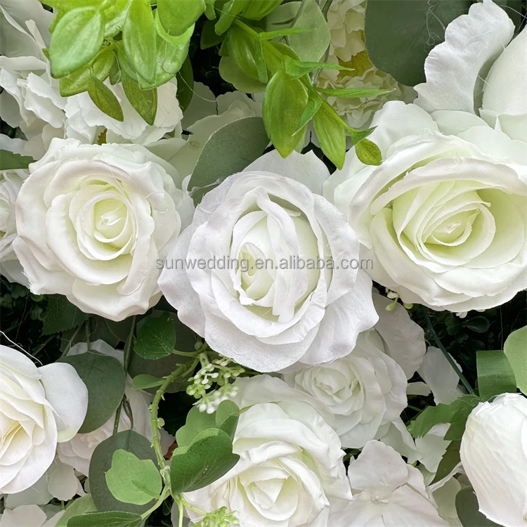 Sunwedding White Rose and Greenery Wall Backdrop Wedding Wall ...