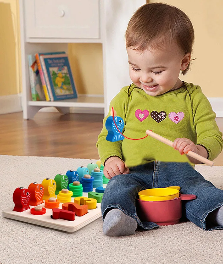 Montessori Wooden Fishing Kids Learning Kit - Preschool Alphabet Games