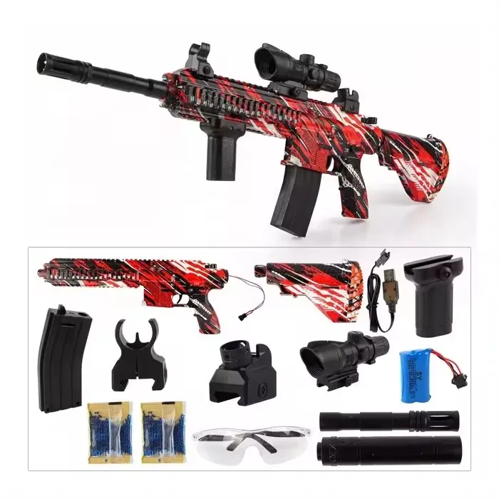 M4a1 Gel Ball Toy Blaster Gun Manual Automatic Splatter Ball Blaster Beads Shooting Game Gun For ...