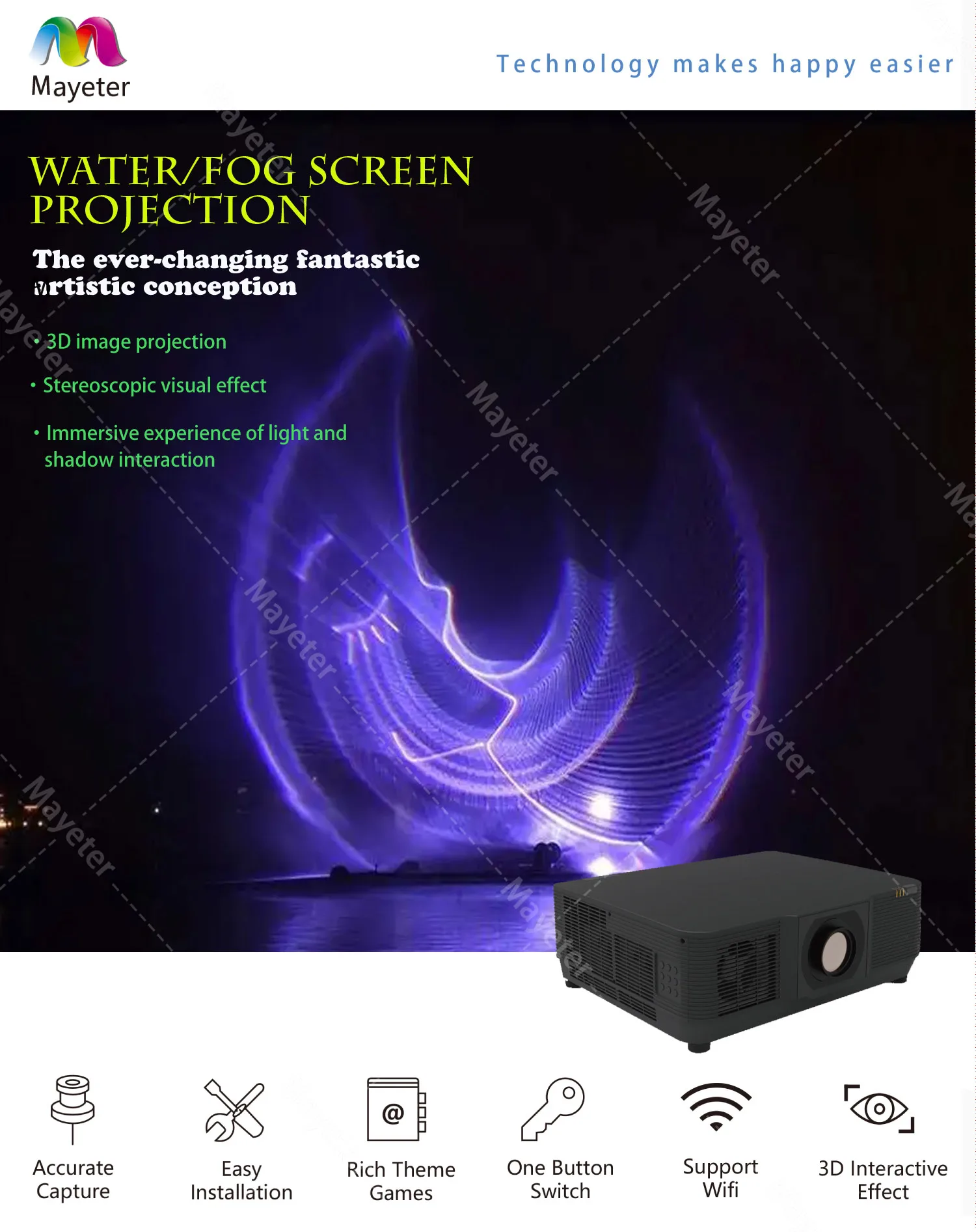 Lake Musical Fountain Water Screen Show Movie Fog Screen Projection 3D ...