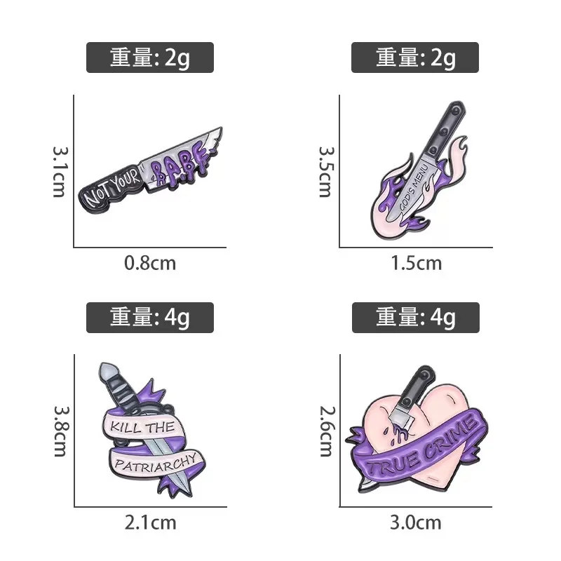 Purple Gothic Punk Dagger Knife Enamel Pins Metal Crafts Lapel Badges ...