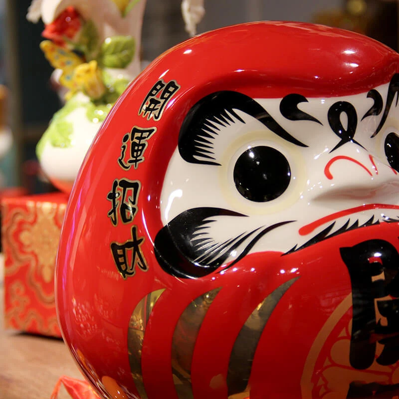 Decorative Japanese Daruma Ceramic Mascot Coin Saving Pot