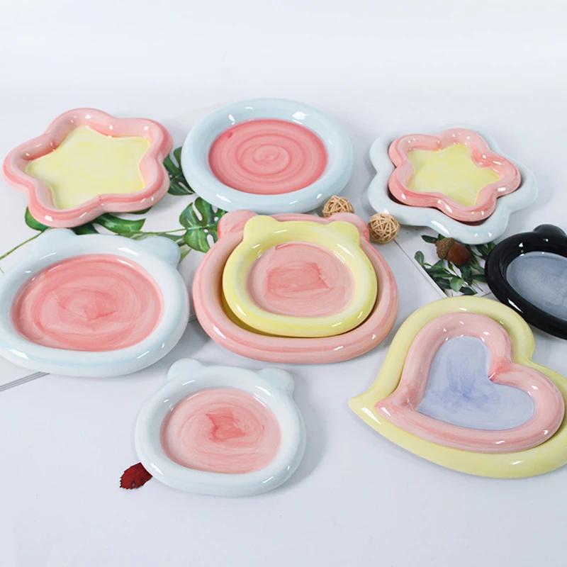 Korean Cartoon Cute Flower Star Shaped Tableware Pet Plate Kid's Tray ...