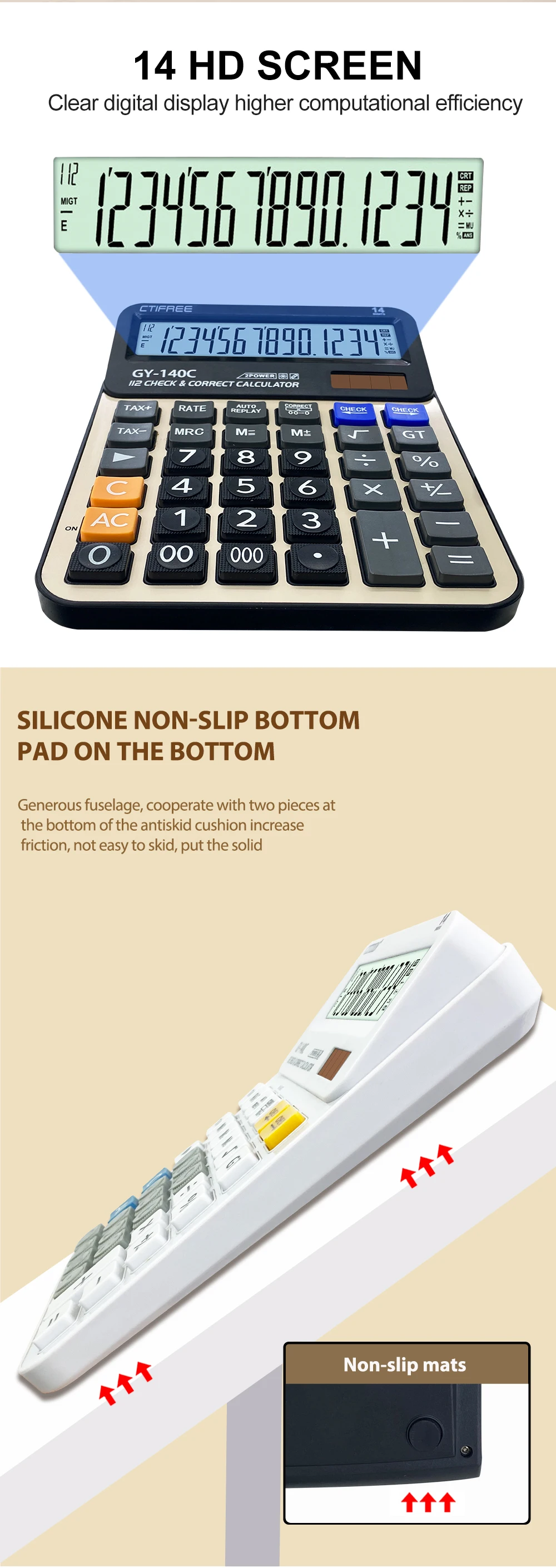 Wholesale Battery Solar GY-140C Calculator - 14 Digits