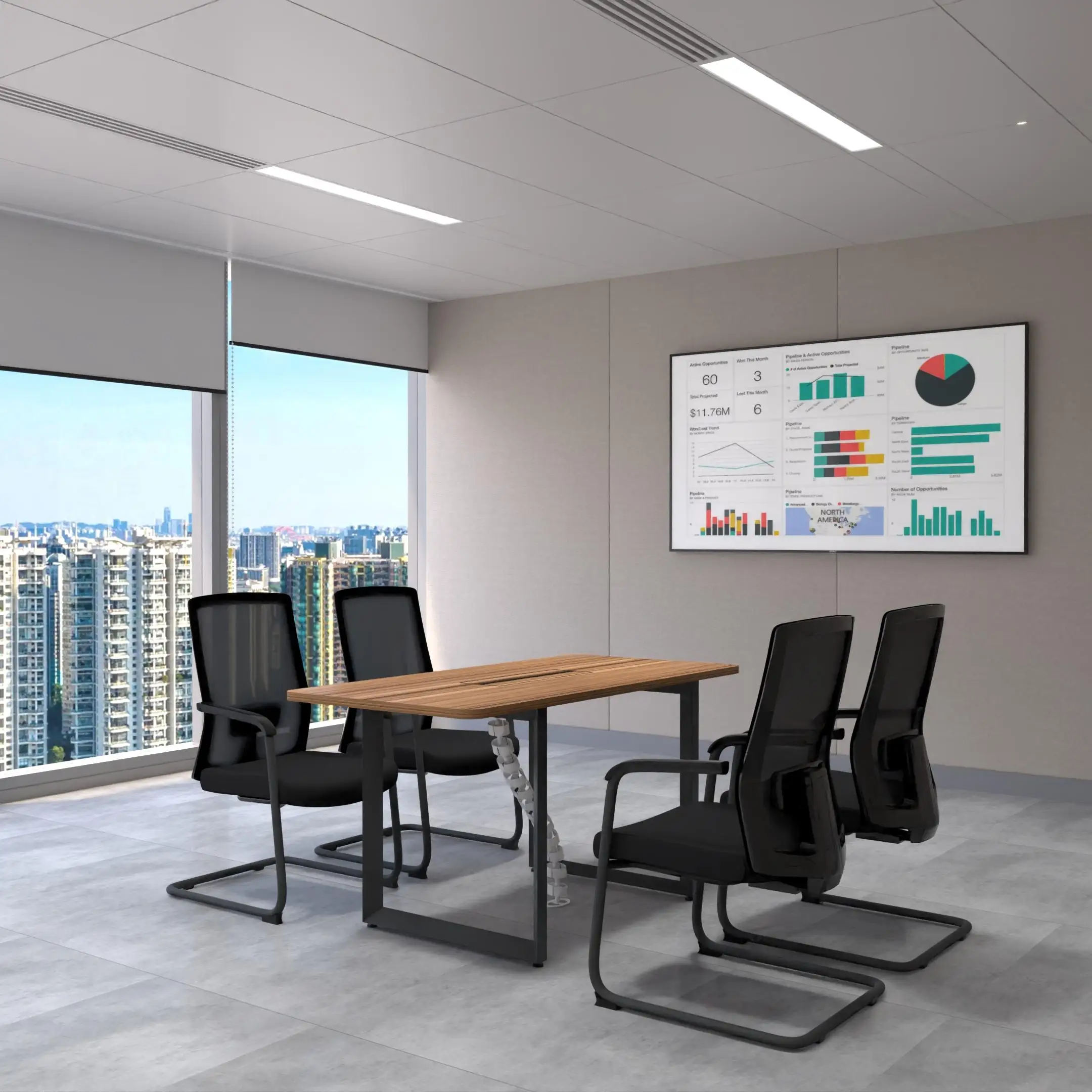 Meeting Office Desk and Mini Conference Table Modern Wood Modular White ...