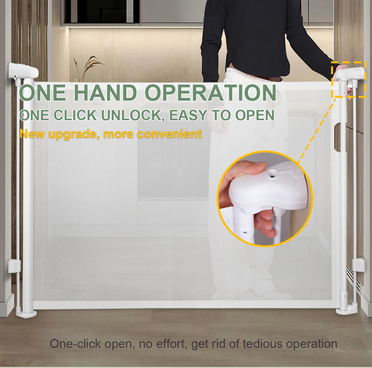 En1930 Kids Stair Barrier Retractable Stair Baby Gate For Extra Wide ...