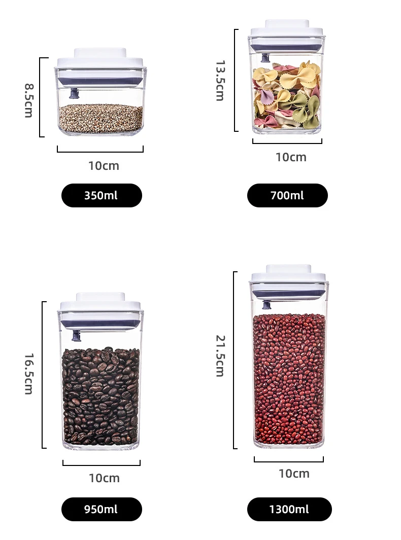 6-Piece Pack Push Button Pop up Container Box With Lids Grain Cereal ...