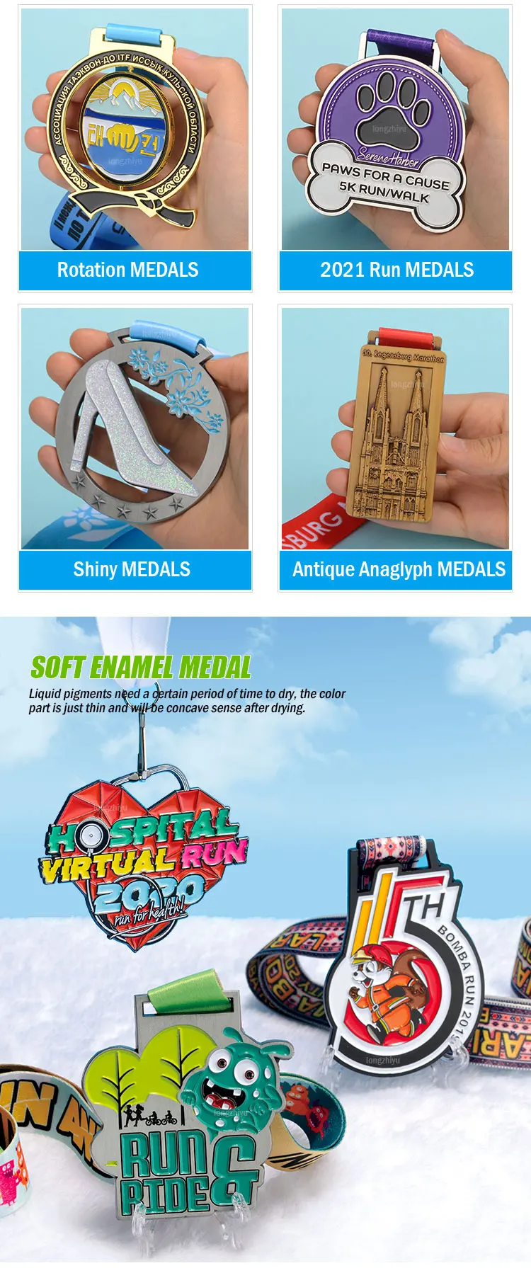 Longzhiyu 16 Years Metal Fun Bike Kids Medals Maker Custom Miniature ...