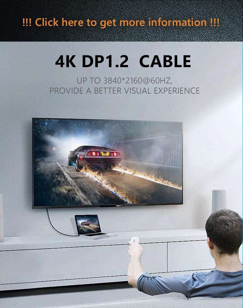 Custom Dp To Dp Cable 20 Pin Displayport 1.4 Male-male 4k Hd Audio ...