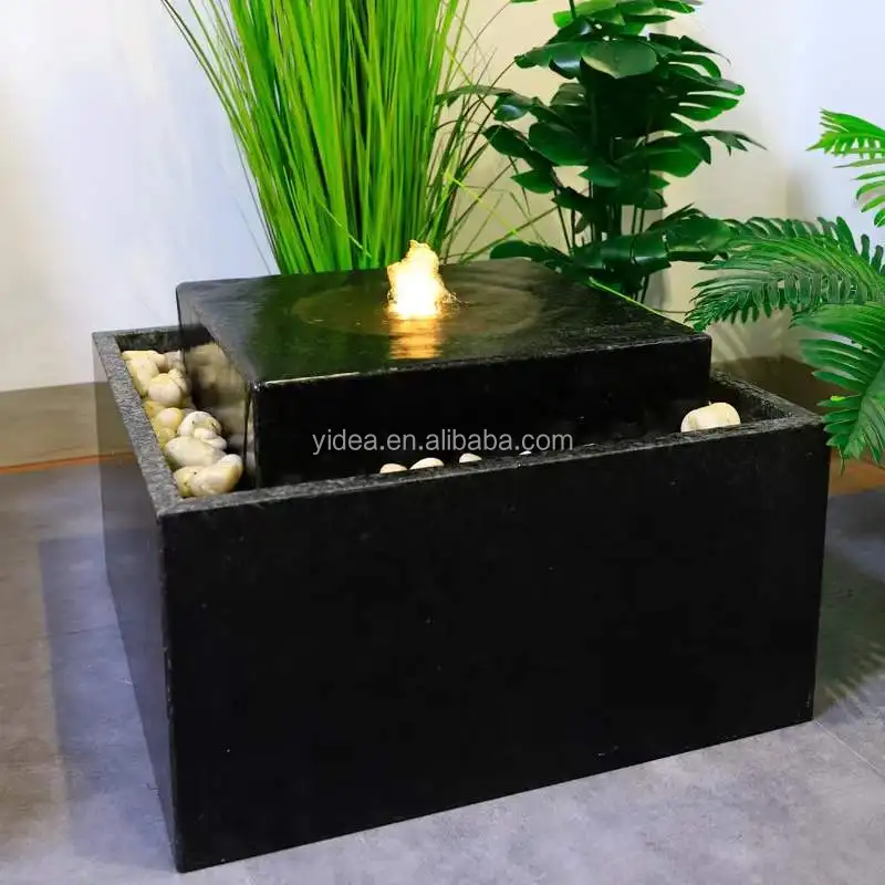 Modern Four Sided Water Feature - Stainless Steel & Granite