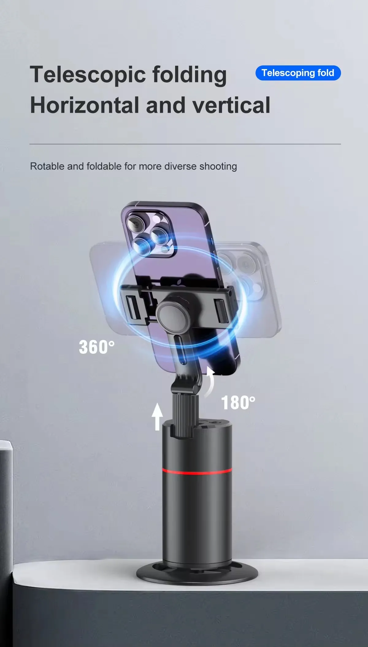 In Stock P02 Auto Face Tracking Tripod with Remote 360 Rotation Tracking Phone Holder Smart ...