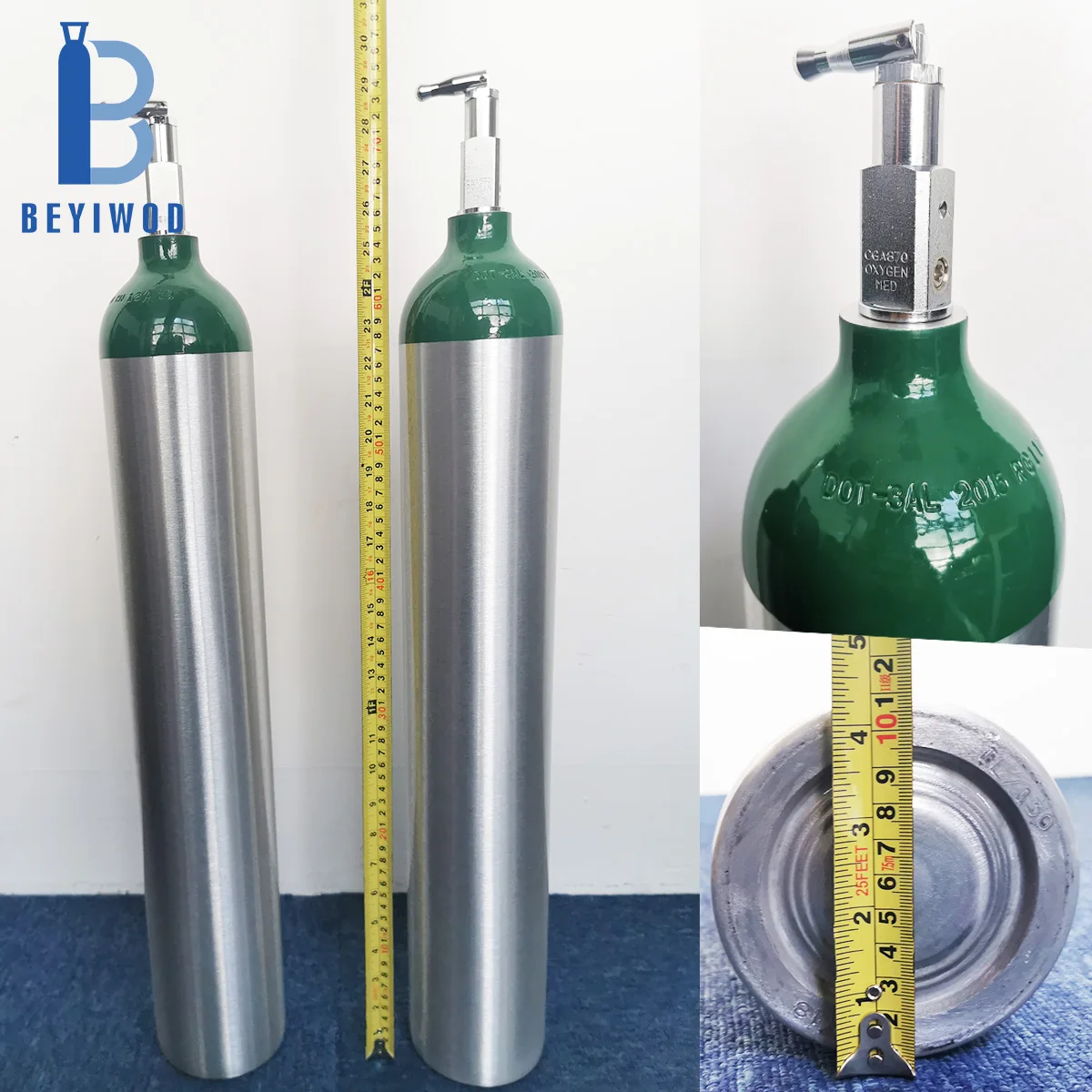 E Size Oxygen Aluminum Cylinder Medical Oxygen Cylinder With Cga870 ...