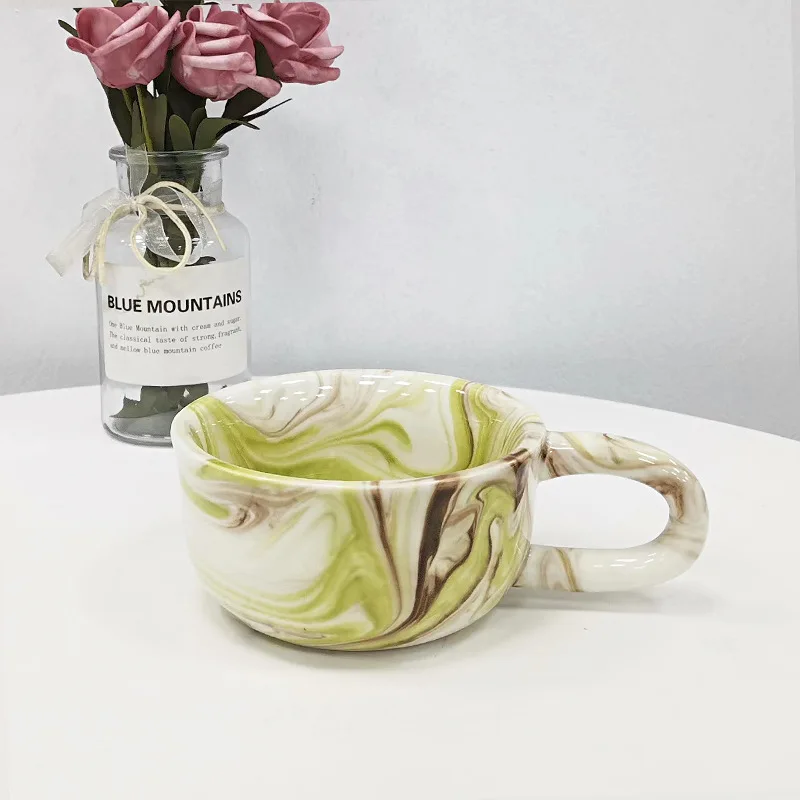 Lelyi Ins Irregular Hand Held Cup Large Capacity Coffee Cup Long Handle ...