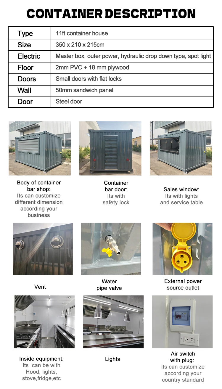 20ft Prefab Coffee Kiosk Shipping Container Cafe Prefabricated Shipping ...