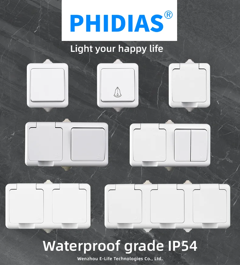 PHIDIAS Waterproof Outdoor IP54 Electric 2 Pin Socket