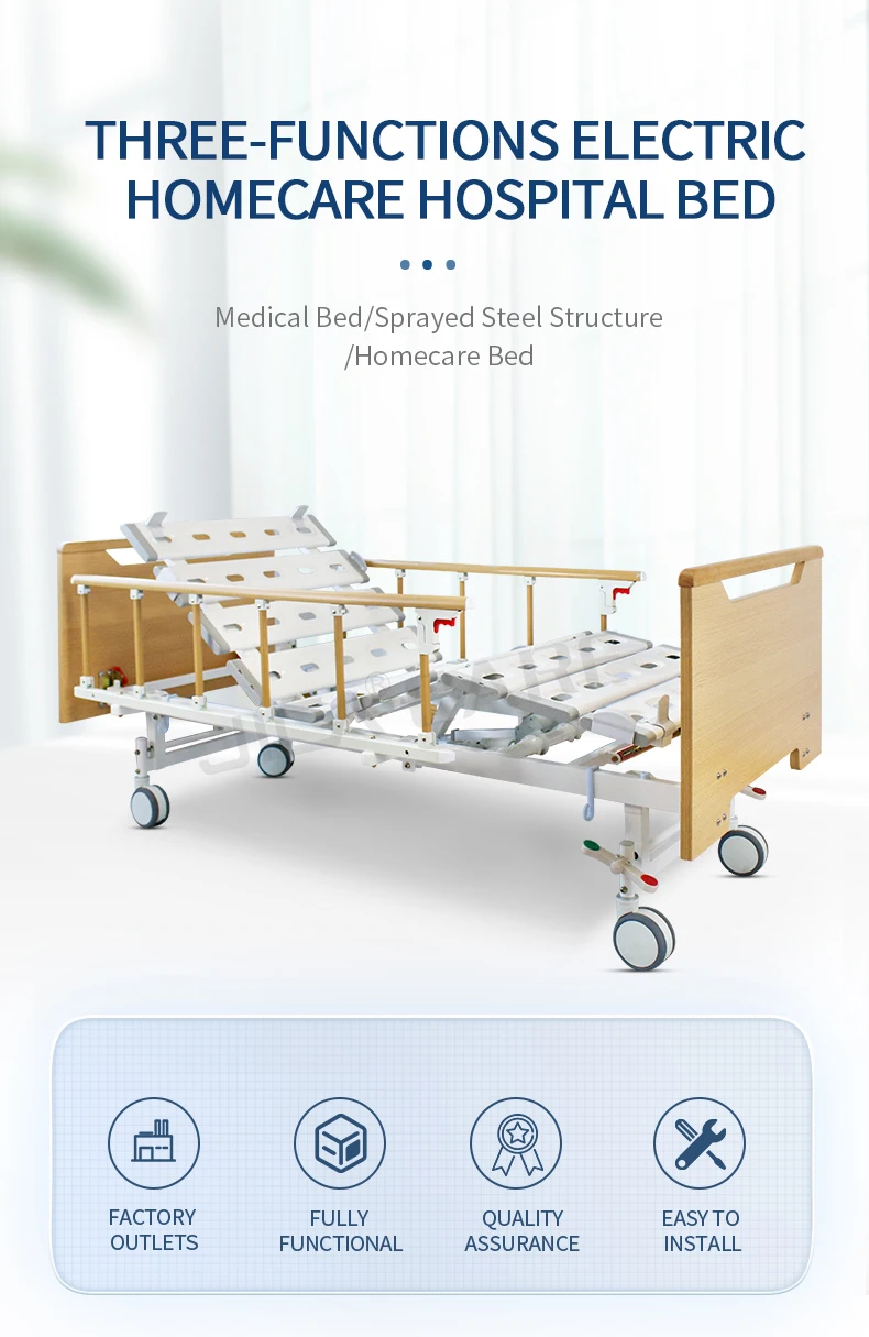 Hospital Nurse Bed For Nursing Home And Home Use 3 Function Electric ...
