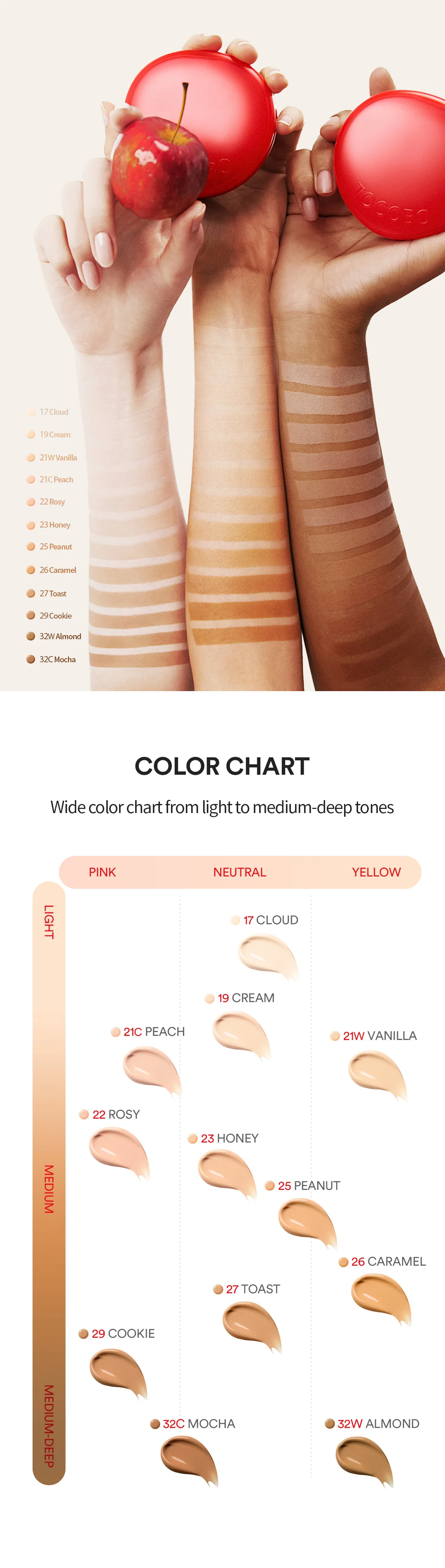 TOCOBO Apple Dewy Fit Cushion - Lightweight Moisturizing Foundation