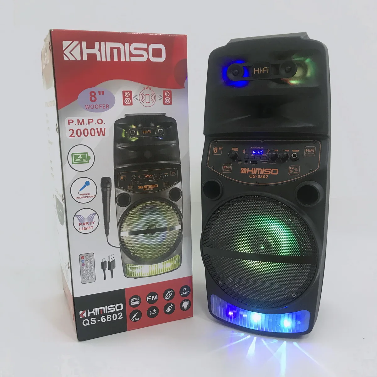 Qs-6802 8inch Kimiso Outdoor Speaker Rechargeable Trolley Bt Speakers ...