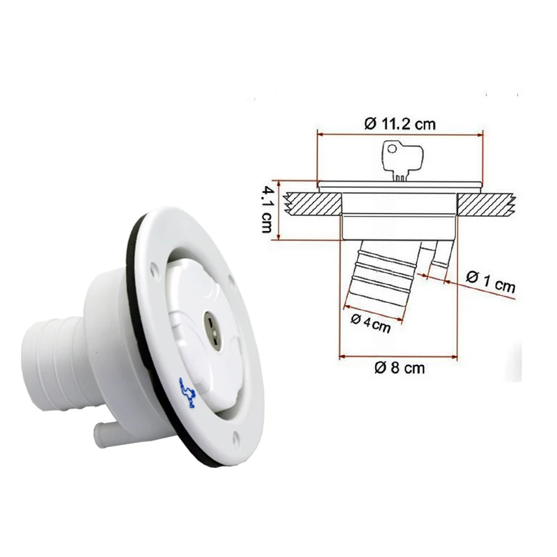 Water Inlet Lock for Campervans - Stabilized Plastic White