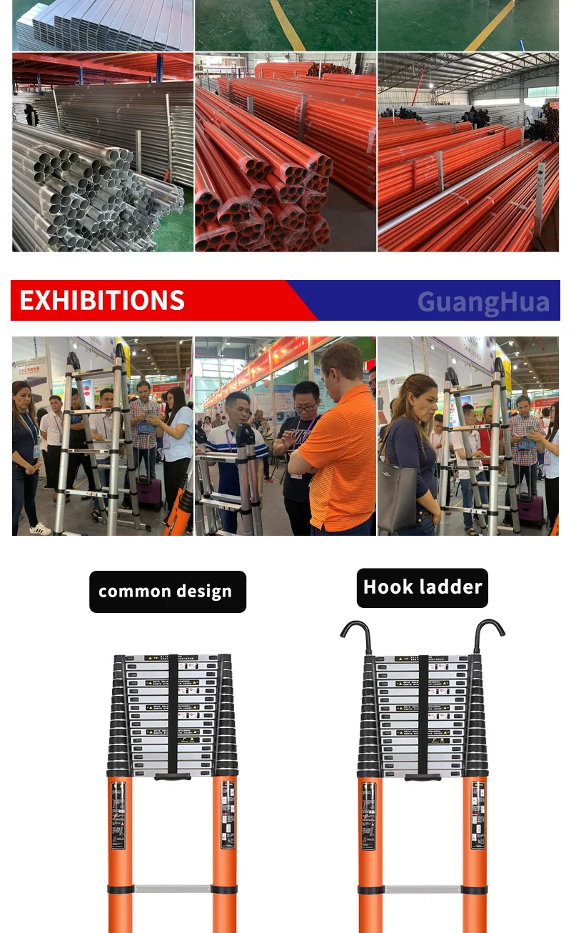 3.8m Telescopic Retractable Ladders Modern Machinery Machine Aluminum ...