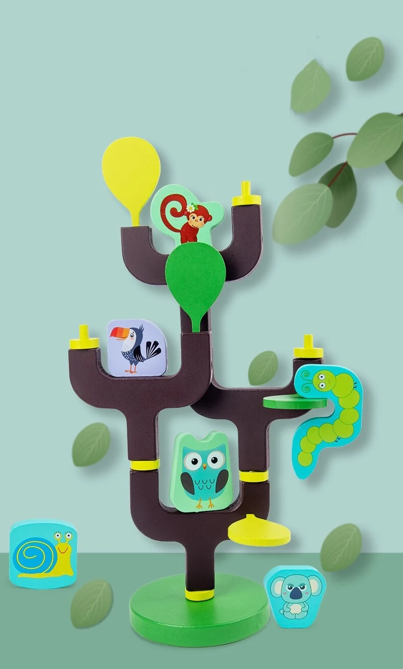 Wholesale Wooden Balancing Toy Montessori Tree Stacker Wooden Blocks ...