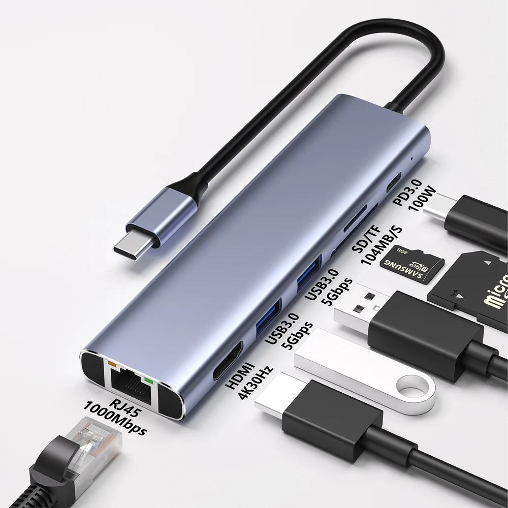 High Quality Aluminium HUB Docking with 10GB Speed USB3.2 Gen2 Type-C ...