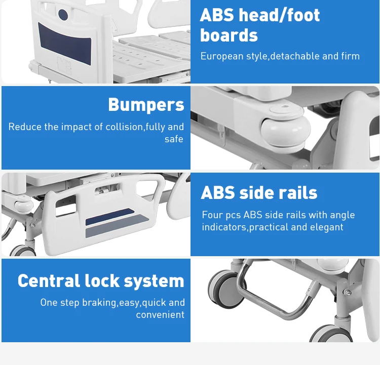Plastic Side Rails Hospital Bed Icu Nursing Patient Adjustable Medical ...