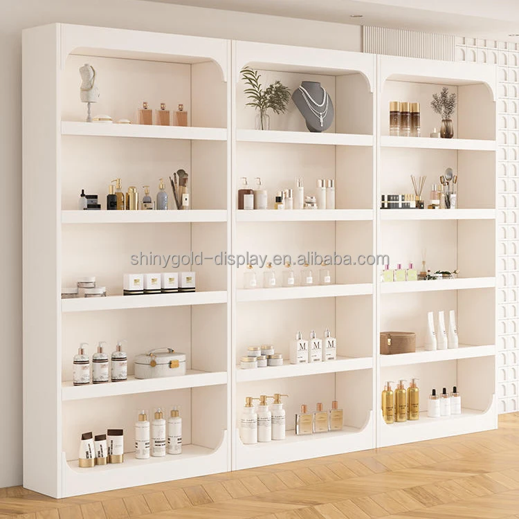 Mother and Baby Store Shelves Beauty Salon Cabinet Cosmetic Display Jewelry Nail Skin Care White ...