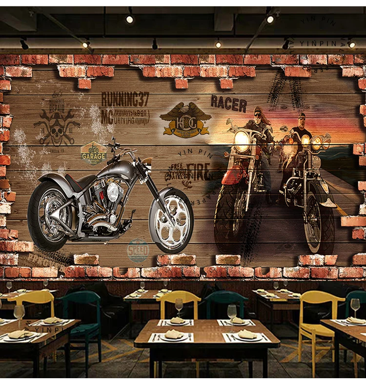 Waterproof 3D Retro Industrial Design Style Personalized Bar Restaurant ...