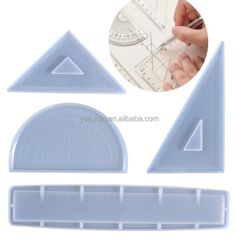 Ruler Epoxy Resin Silicone Mold Protractor Triangle Right Angle Ruler ...