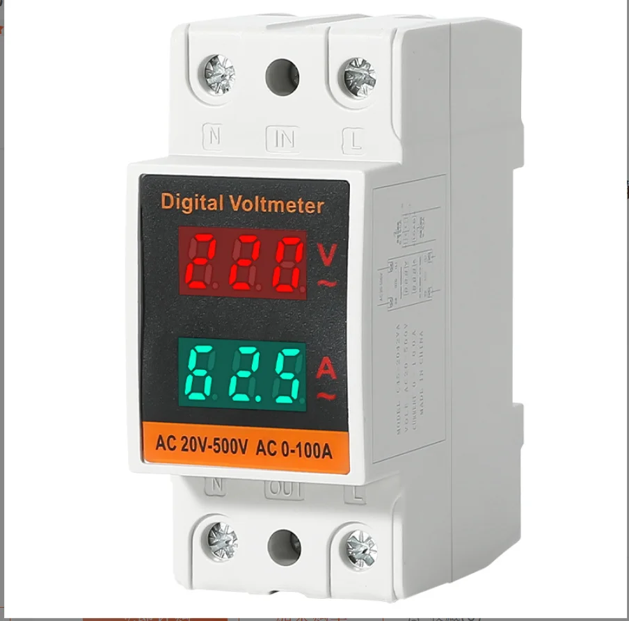 Din Rail Multi Function Digital Meter Ac60-500v 0-100a 60a Ammeter ...