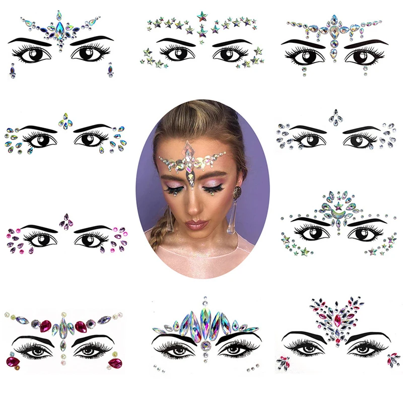 Adhesive Face Jewelry Sticker Body Sticker Tattoo Crystal Glitter