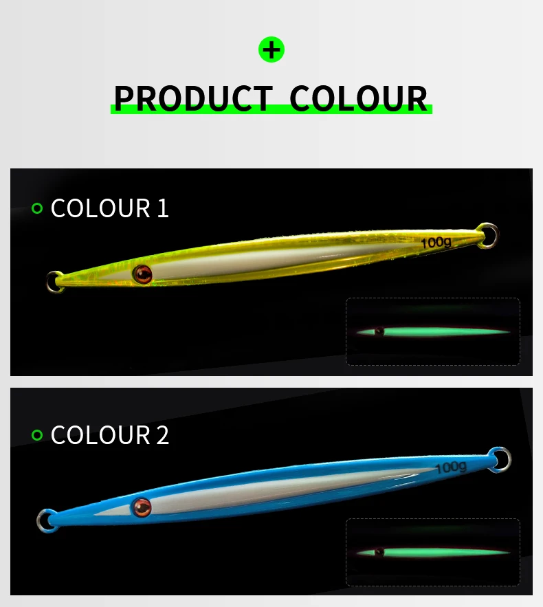 Oem 60g 100g Fast Speed Vertical Fishing Glow Saltwater Metal Pitching Falling Fish Jigs ...