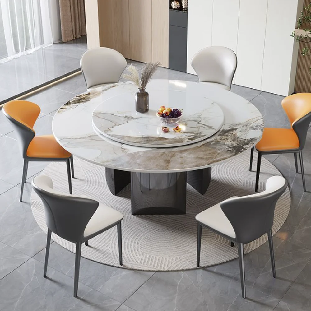 Luxury Metal Base Round Dining Table And Chair Combination Bjflamingo ...