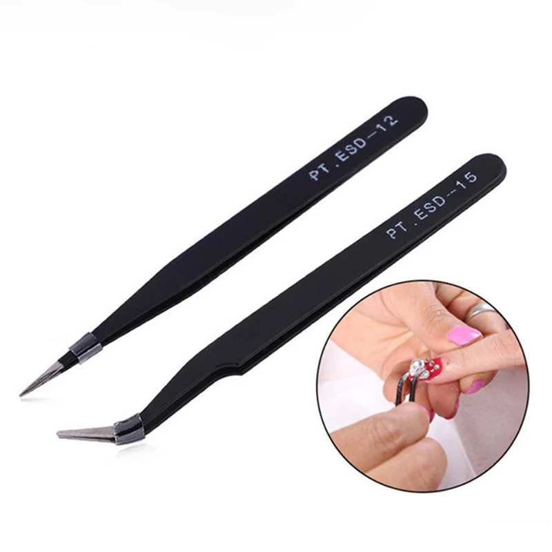 Antistatic Stainless Steel Craft Nail Tweezers - Buy Nail Art Tweeze ...