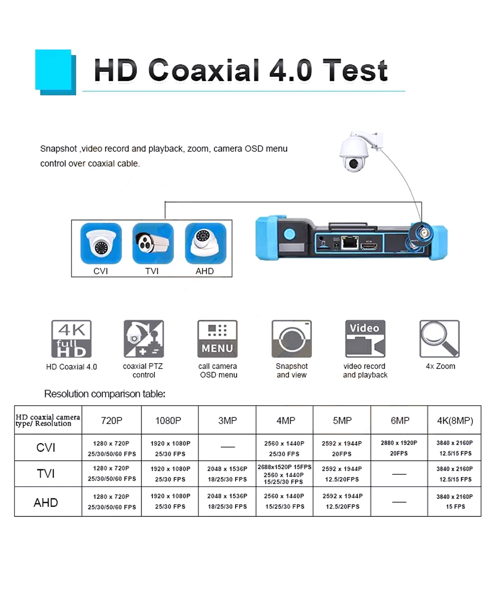 IP Camera Tester with Cable Tracer 5100C - 8MP AHD CVI TVI CVBS