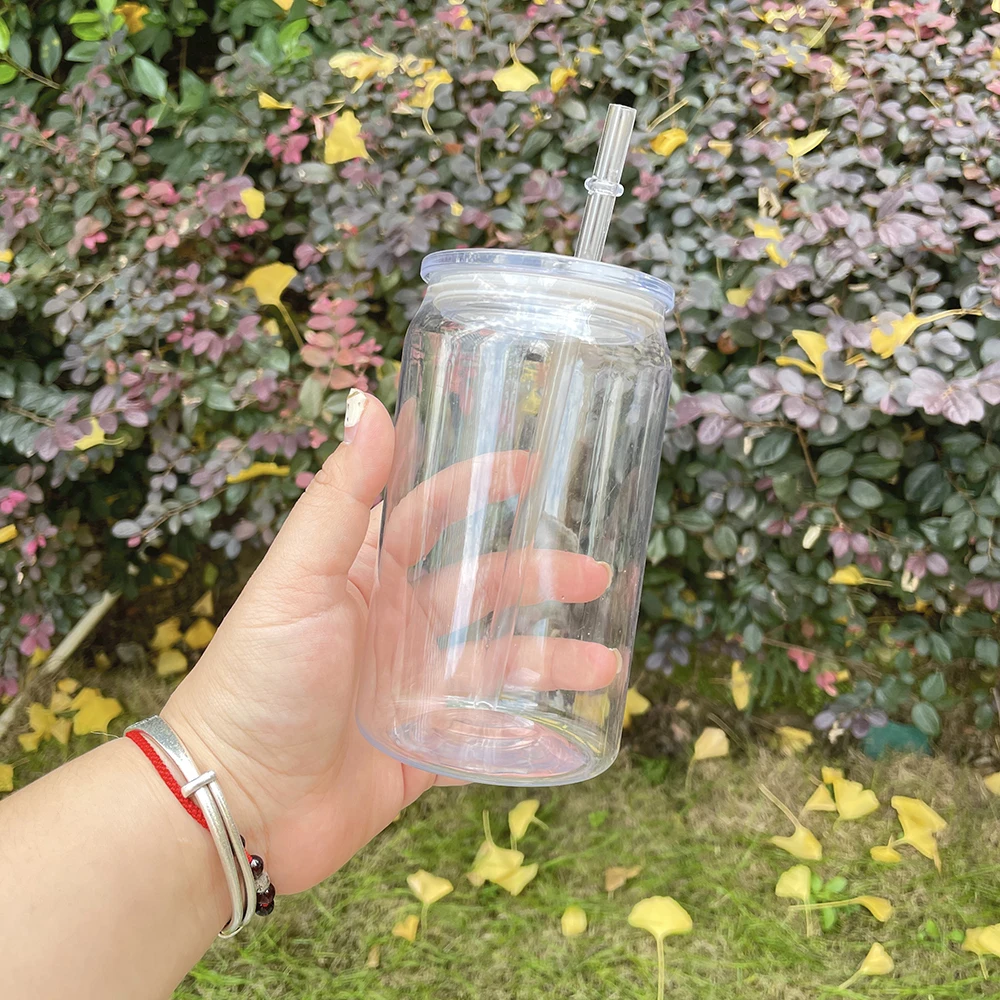 USA Warehouse 16oz Colored Jelly clear Plastic Can Beer Can 5 Colors ...
