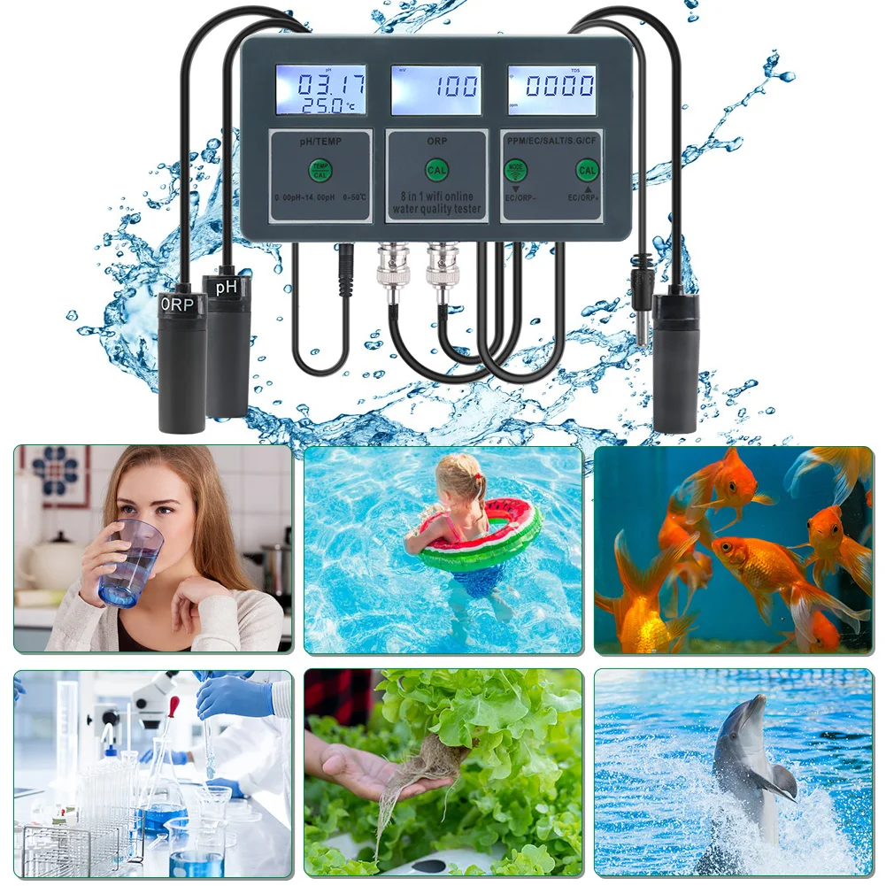 Tuya Wifi 8 In 1 Digital Ph/temp/orp/ppm/ec/salt/s.g/cf Online Water ...
