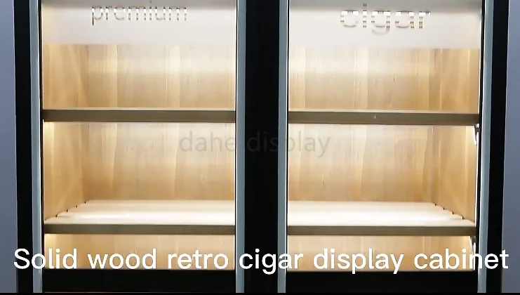 Display Cigar Showcase - Wooden Humidor Cabinet with Glass Doors