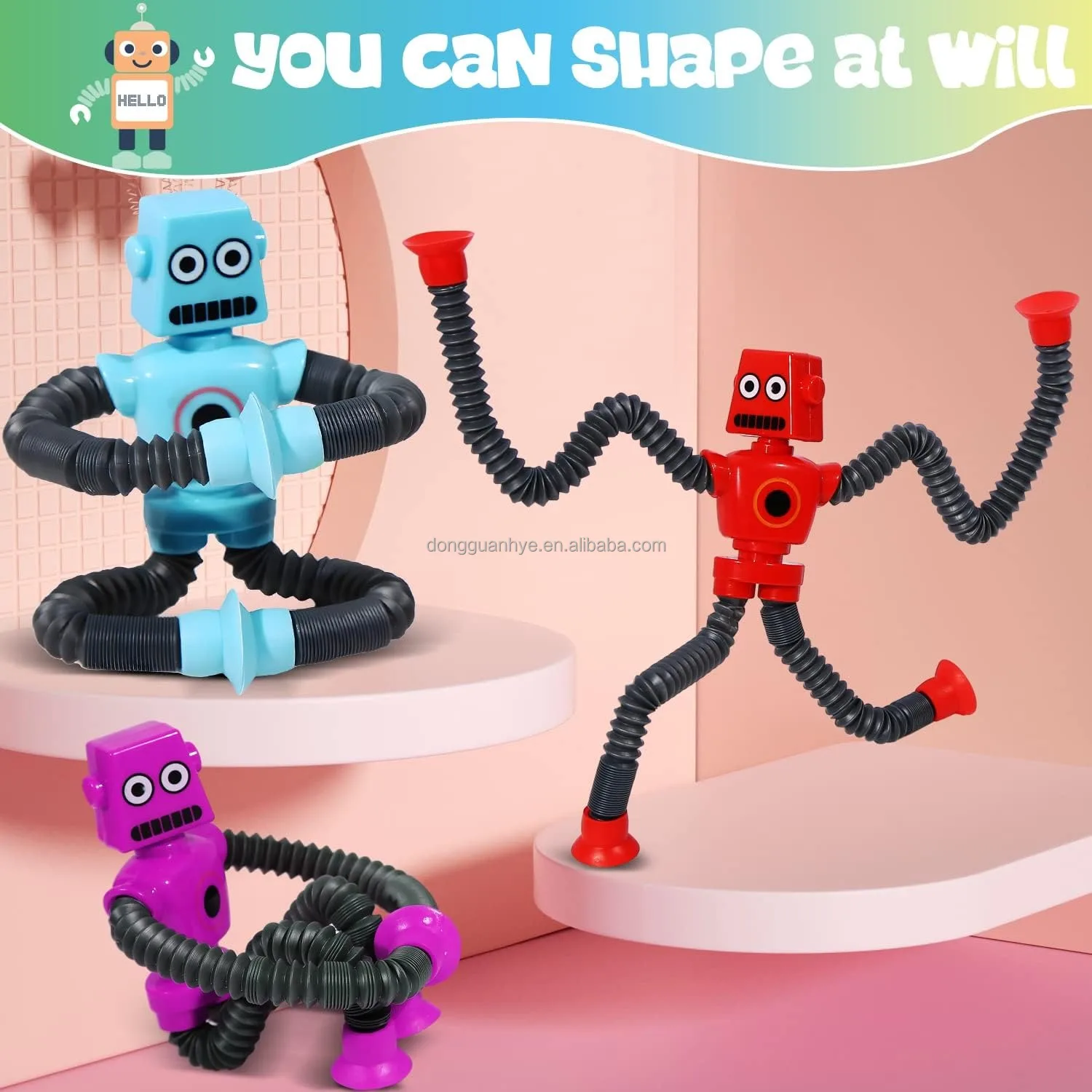 Changeable Design Robotics Fidget Sensory Pop Tube Toy Led Light Up ...