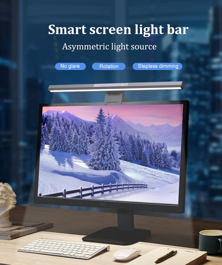 Black Screen bar Light for Computer /TV Three Color of Light Dimmable ...