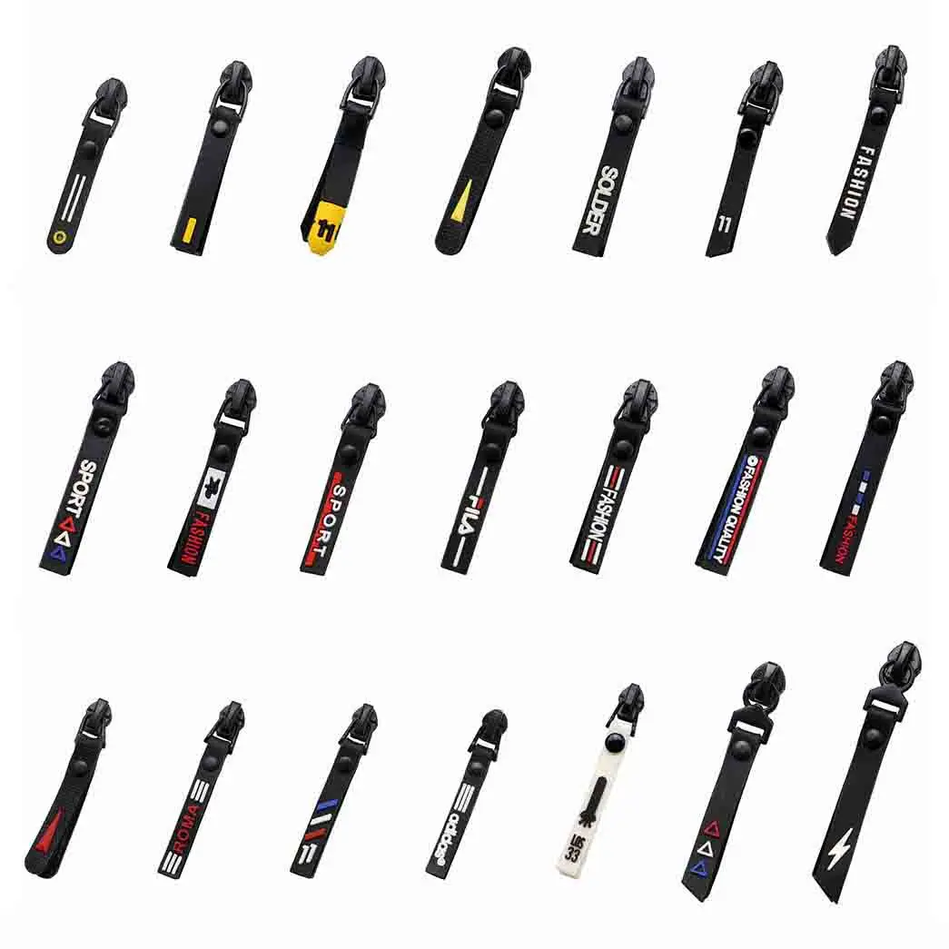 Custom Logo Rubber Webbing Zip Puller - 5# Garment Zipper