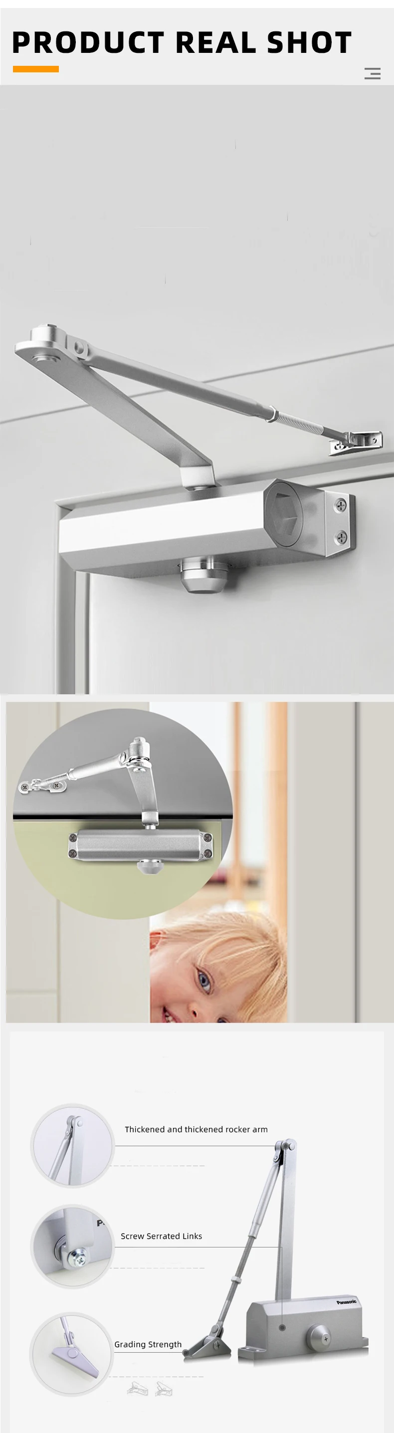 Hinge Aluminium Auto Door Closer - Heavy Duty & Adjustable