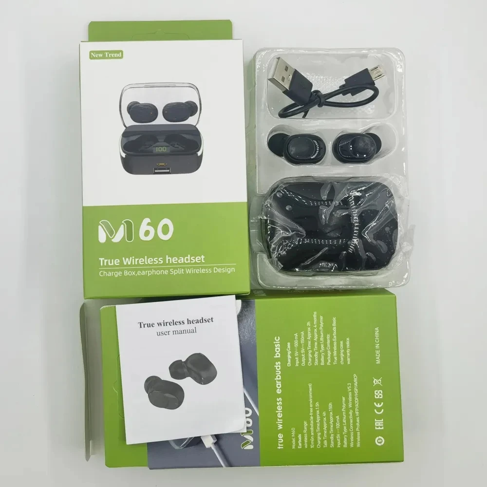 Fones De Ouvido M60 Wireless Headphones M60 V5.3 Stereo Hifi Noise ...