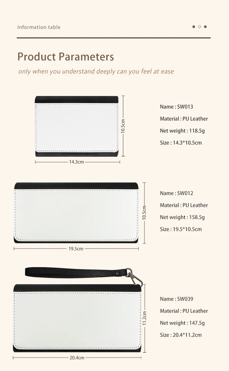 Personality Sublimation Blank Tri-fold Wallet For Lady Sublimation ...