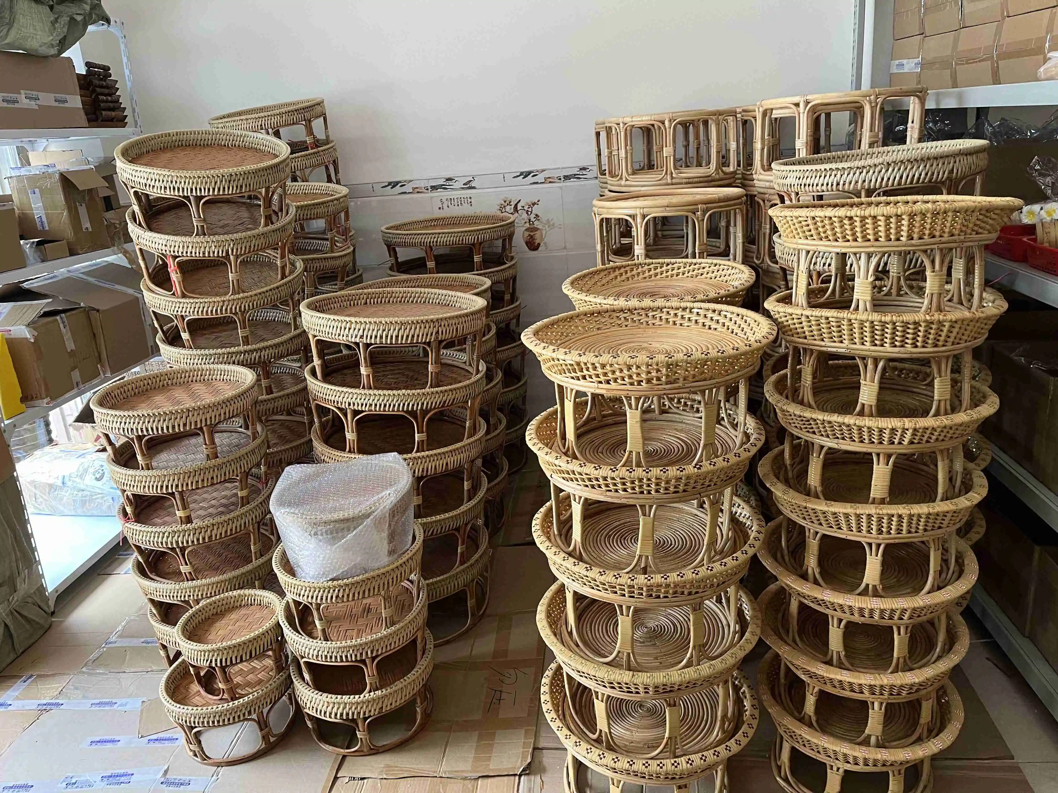 Set of 8 Hanging Woven Wall Baskets, Hand Woven Rustic Bohemian Wall ...