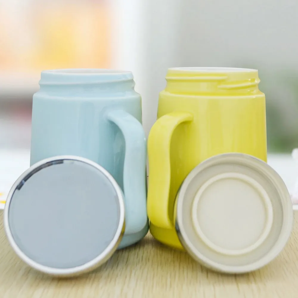 Creative Mirror Ceramic Mug Lid Coffee Tea Milk Cup Drinking Cups Mug ...